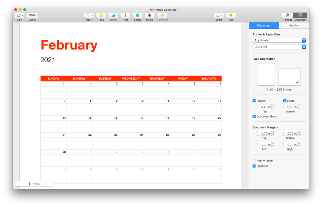 How To Make A Calendar In Apple Pages Calendar Tricks