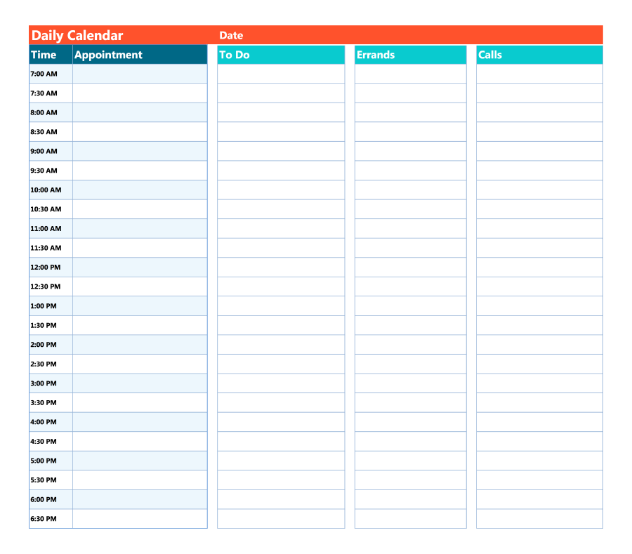 Daily Calendar Templates To Plan Your Day Calendar Tricks