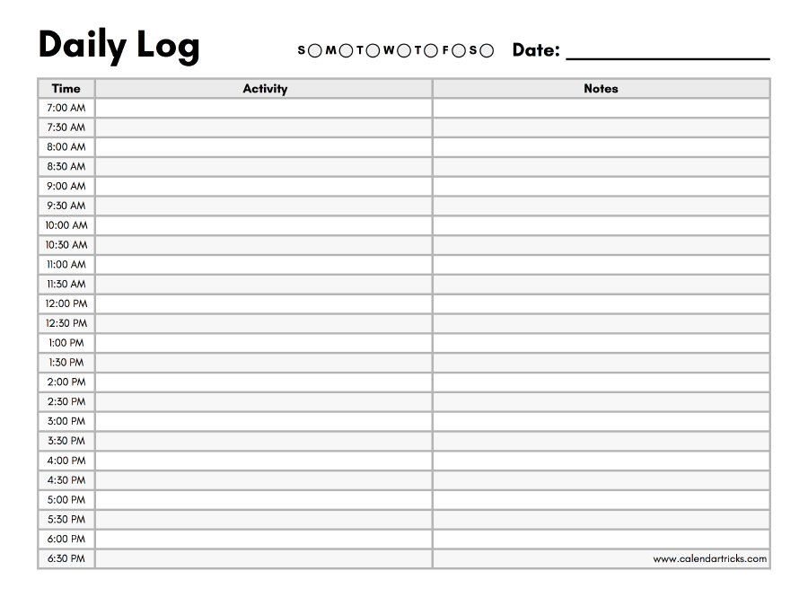 Daily Calendar Templates To Plan Your Day Calendar Tricks
