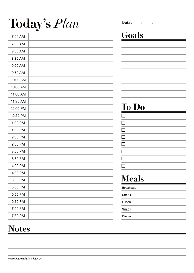 Daily Calendar Templates To Plan Your Day Calendar Tricks